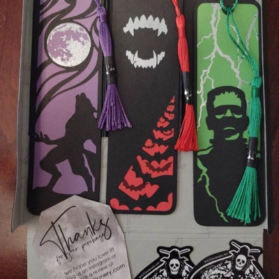 Classic Horror Bookmarks Handmade Gift Set for Gothic Book Lover Silver ...