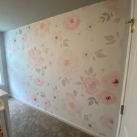 Amara Floral Wallpaper Mural Watercolor Floral Traditional or Removable ...