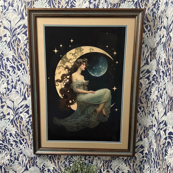 Celestial Star Goddess Art Nouveau Poster B Fantasy Wall Art for ...