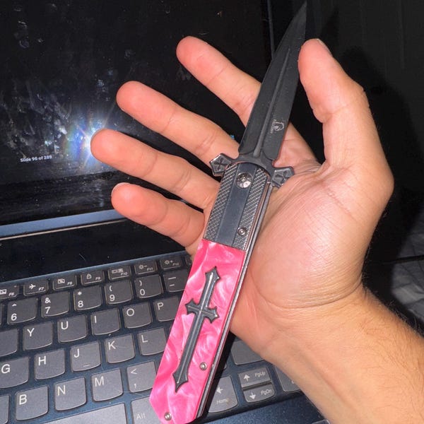 9” Rainbow Rose Engraved Cute Spring Assisted Open Blade Folding Pocket ...