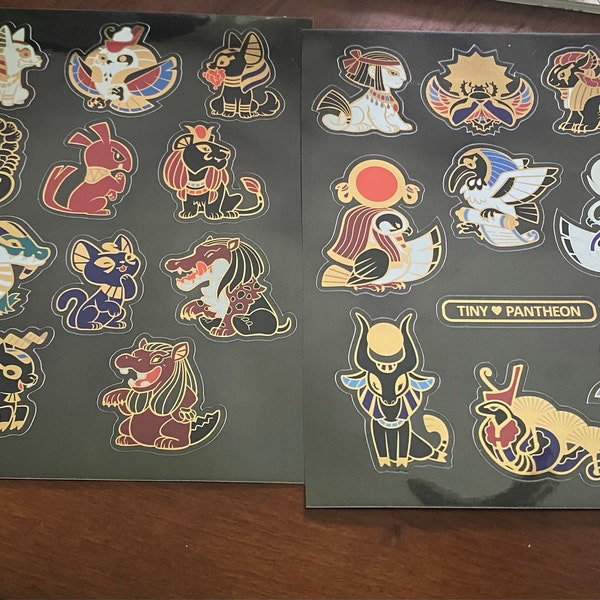 TINY PANTHEON Pin Art Sticker Sheets. Metallic Vinyl Egyptian Mythology ...