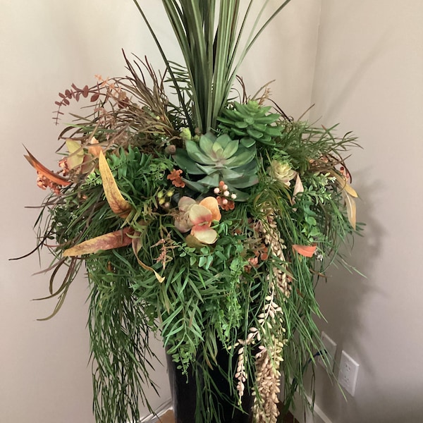 Faux Succulent Planter Drop In, Planters for Porch, Front Door Planters ...