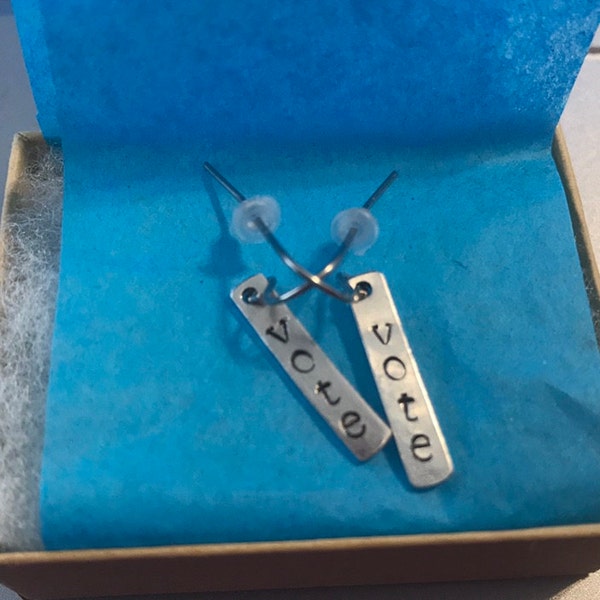 Silver Vote Earrings, Political Jewelry, 2024 Election, Patriotic ...