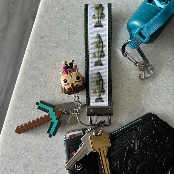 Green Fish Key Fob Keychain Keyring, Fathers Day Gift, Gift for Dad ...
