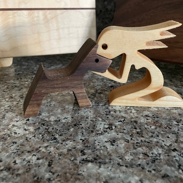 Girl and Dog, Dog Lover, Girl With Dog, Pet, Wooden Figurine, Laser Cut ...