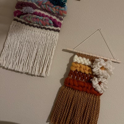 Green & Ivory Woven Wall Hanging/tapestry With Fringe - Etsy