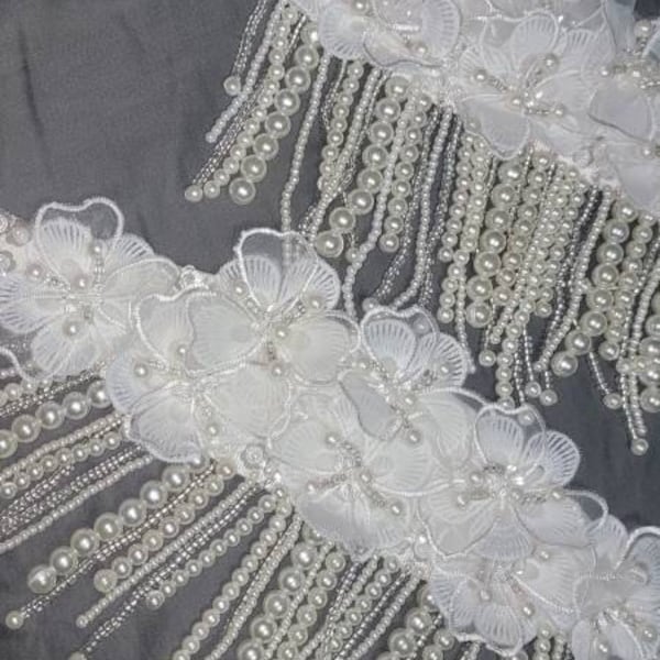 A Pair Pearl Bridal Epaulette,off White Wedding Dress Epaulette,off ...