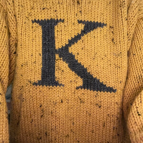 Adult and Child Monogram Sweater, Hand Knitted Tweed Letter Sweater ...