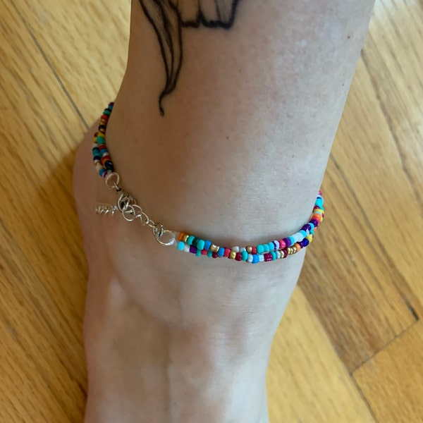 Handmade Bohemian Hippie Anklet, Women's Hippie Jewelry, Seed Bead ...