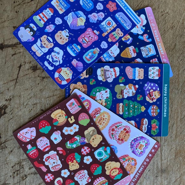 Cozy Bakery Sticker Sheet Cute, Kawaii, Aesthetic, Bear, Bread, Baking ...