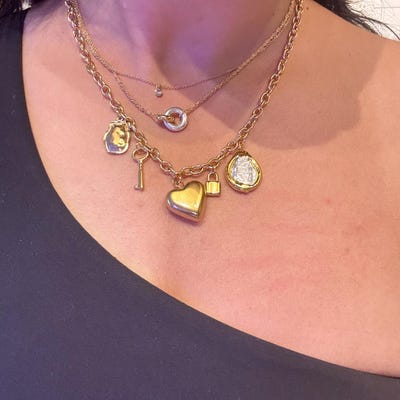 Puffy Initial Mini Bubble Letter Gold Filled Chain Necklace Stainless ...