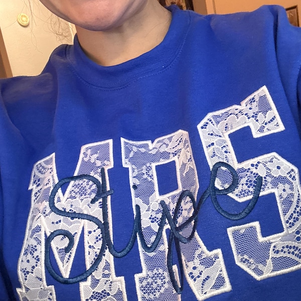 Custom MRS Lace Applique Embroidered Sweatshirt: Bridal Gift - Etsy