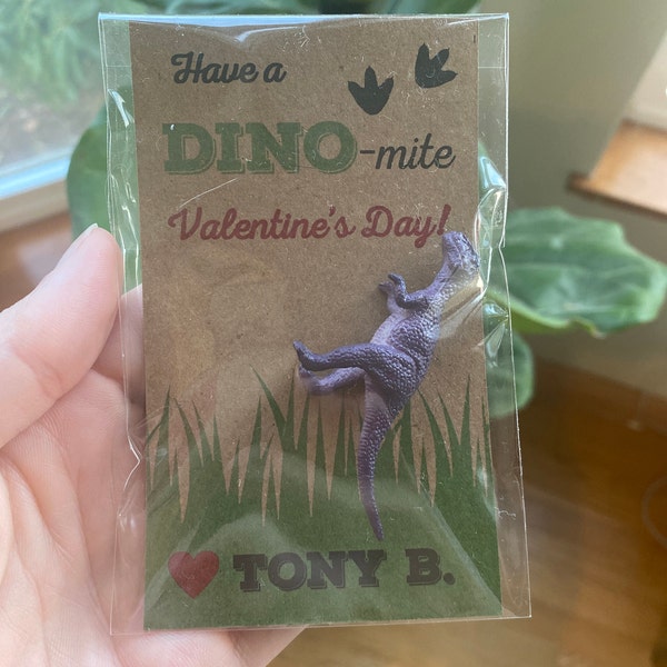 Dinosaur Valentine Cards, PRINTED Dino-mite Valentines for Boys Kids ...