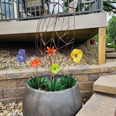 Glass Yard Art Lily Fused Glass Glass Flower for the Garden Garden ...