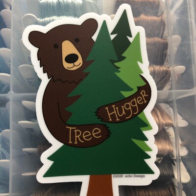 Tree Hugger Bear Vinyl Sticker / Environmentalist Sticker / - Etsy