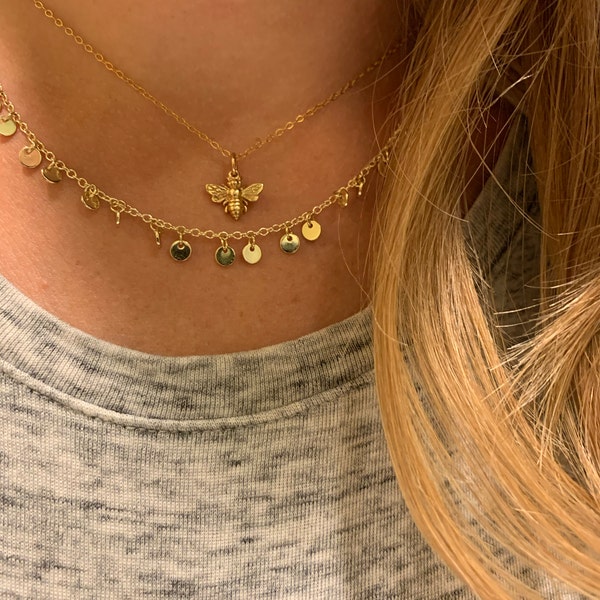 Dainty Bee Necklace - Tiny Silver, Rose or Gold Bee Jewelry, Sparkling ...
