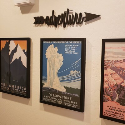 Adventure Sign, Arrow Wall Decor, Wood Arrow Sign, Travel Decor ...