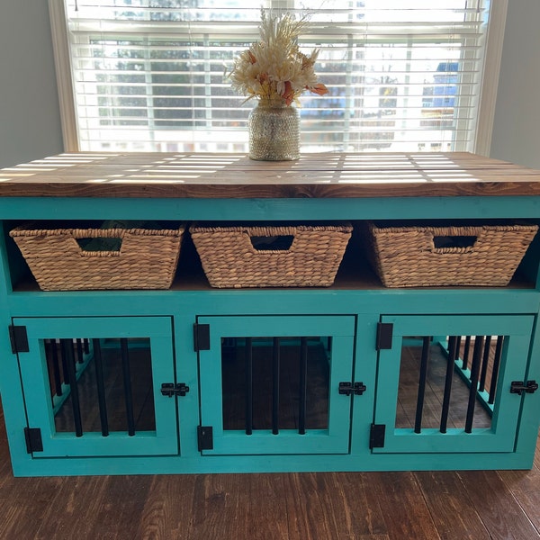 Dog Crate + Desk | FREE SHIPPING | Farmhouse Dog Kennel | Dog Furniture ...