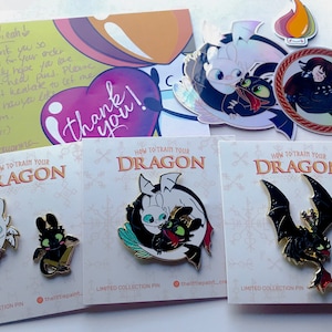 Yin and Yang Hard Enamel Pin, HTTYD, Nightfurry and Lightfurry, Gold ...