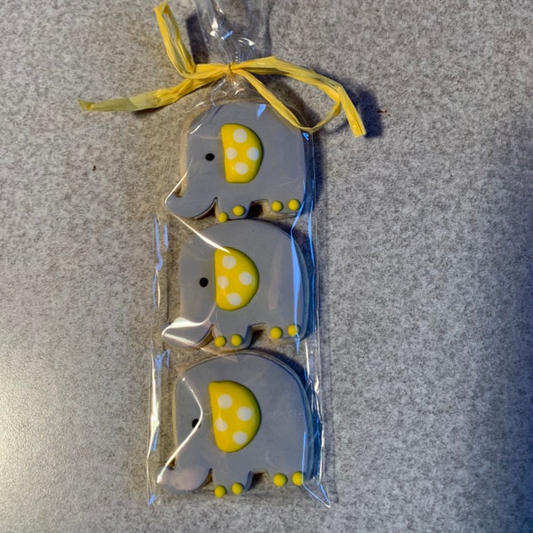 Mini Baby Elephant Sugar Cookies - Yellow and Grey Elephants - Bite ...