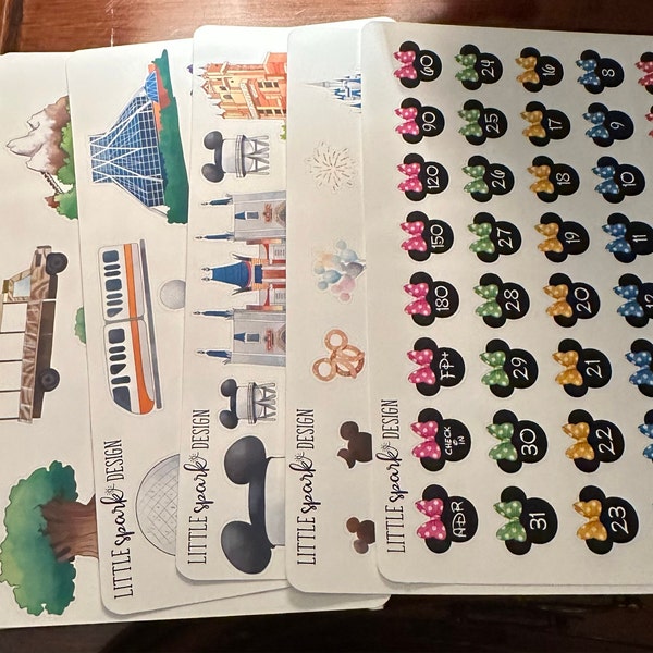 Disney World Park Icon Drawings - Planner and Scrapbooking Stickers - Etsy