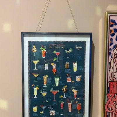Cocktails A-Z Alphabet Poster Print, Gin Prosecco Whisky Drink Themed ...