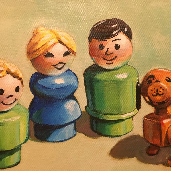 Custom Fisher Price Little People Family Portrait 8x10 Acrylic Painting ...
