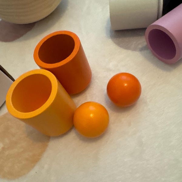 Montessori Cognitive Color Matching Cups & Balls Educational Wooden ...