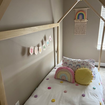 Vintage Blue Mini Rainbow Individual Macrame Rainbow Wood Bead Boho ...