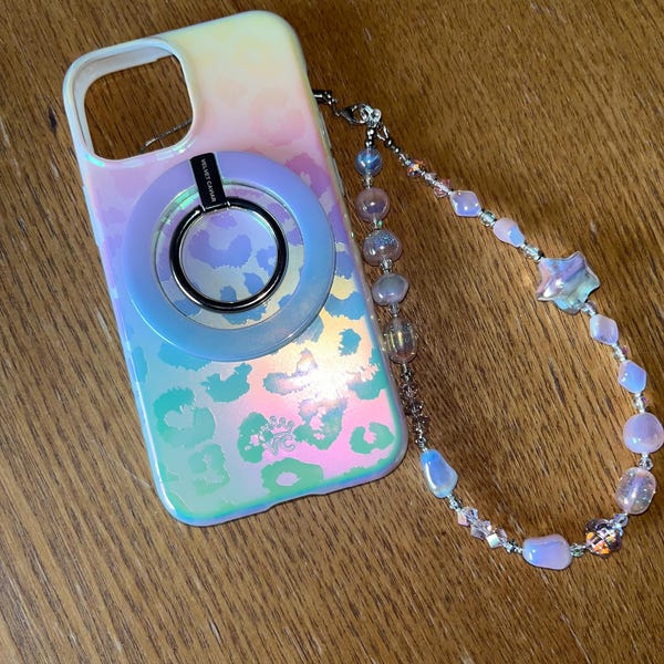 Ivory Glow Platinum & Gold 2.0 Beaded Phone Chain-premium Beaded Phone ...