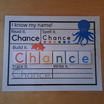 Dry Erase Name Mat Montesorri Activity to Learn to Spell and - Etsy