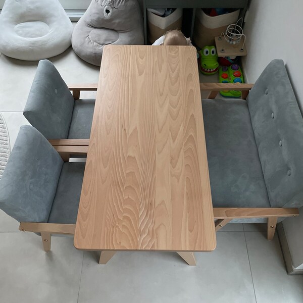 Small Modern Yellow Armchair for Childrens Room, Wooden Armchair ...