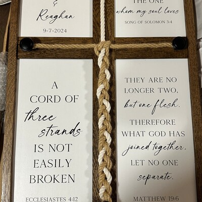 A Cord of Three Strands Unity Ceremony Idea Cross Braid Wedding Signage ...