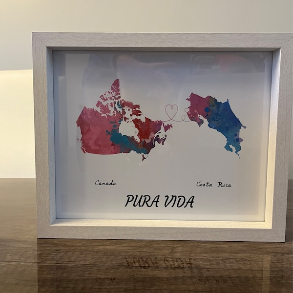 Personalised Map Print - Any Two Countries - Custom Map Art - Available ...