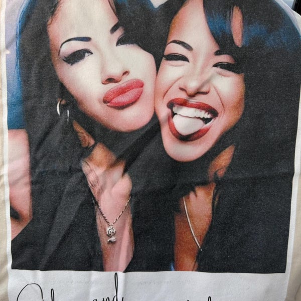 Selena and Aaliyah Rest in Paradise Photo Graphic PNG Download, Floral ...