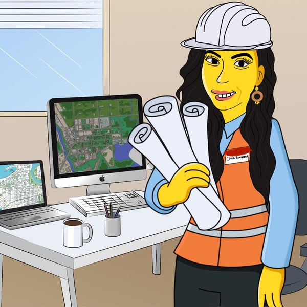 Civil Engineer Gift - Custom Portrait as Cartoon Character / Civil ...