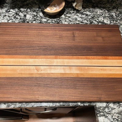 Large Walnut Serving Tray With Handles and Maple Accents - Etsy