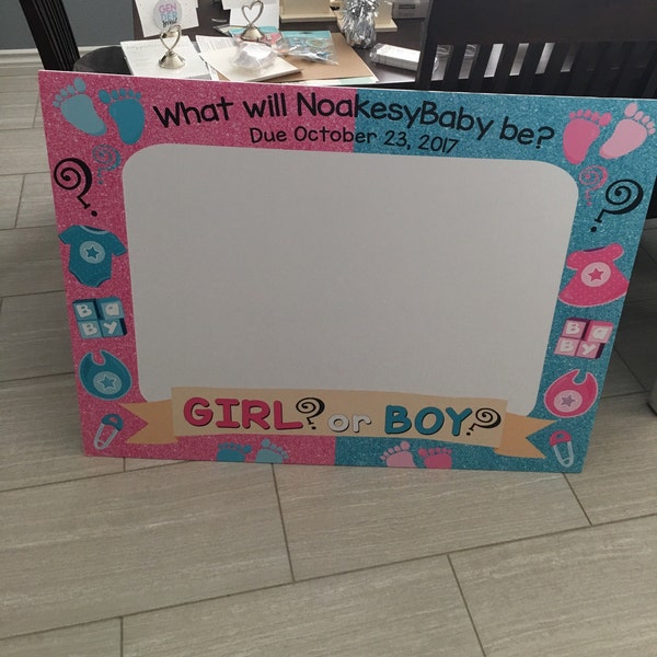 Gender Reveal Photo Booth Frame, Printable Baby Shower Photo Booth Prop ...