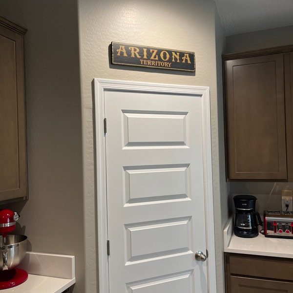 Distressed Arizona Territory Sign, Rustic Wooden Wall Decor - Etsy