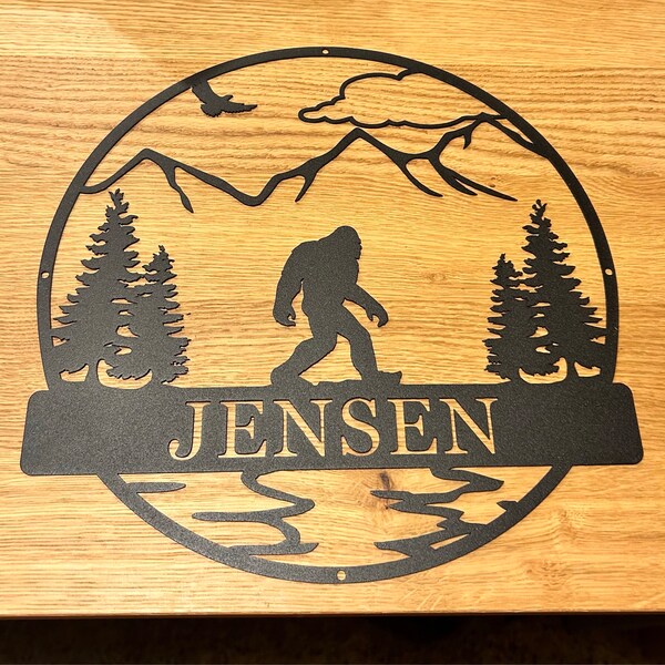 Outdoor Sasquatch Custom Name Metal Sign | Bigfoot Mountain Metal Sign ...