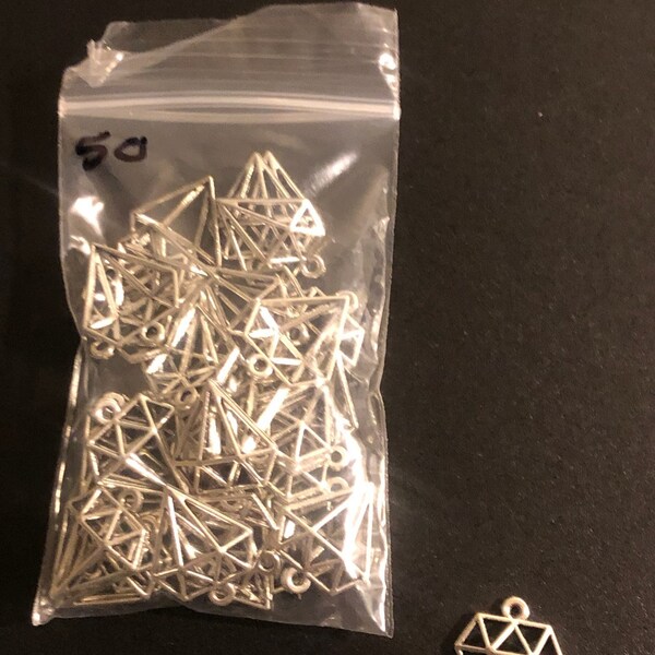 BULK 50 Diamond Shaped Silver Tone Charms SC2624 - Etsy