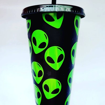 Aliens Sbux Cold Cup No Hole SVG PNG Dxf No Gap Stars Alien Face Outer ...