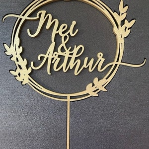 Gold Cake Topper With Names, Personalized Cake Topper, Custom Names ...
