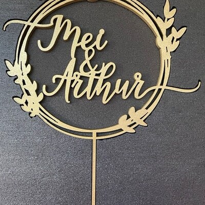 Gold Cake Topper With Names, Personalized Cake Topper, Custom Names ...