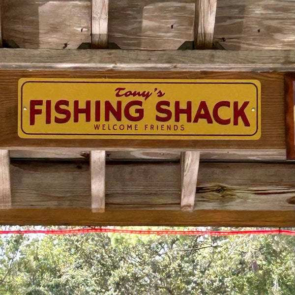 Fishing Shack Sign, Personalized Welcome Friends Fisherman Name Gift ...