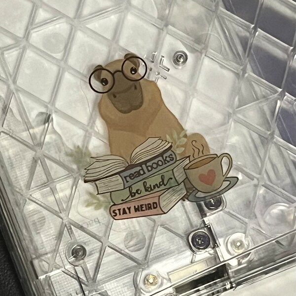Capybara Reading Sticker, Book Lover Sticker, Cute Capybara Sticker ...