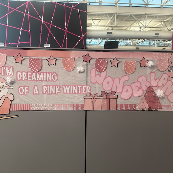 Christmas Bulletin Board Kit, Classroom Decor, Pink Christmas, Disco ...