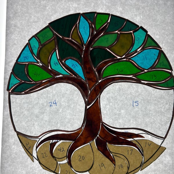 Tree of Life Stained Glass Pattern PDF Digital File-circle and Square ...