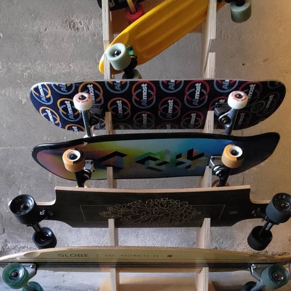 Vertical 7 Skate Rack, Skate Hanger, Support, Multiple Skateboard Stand ...