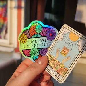 Funny Crochet the Knitter Vinyl Sticker, Knitting Gift, Knit Life Tarot ...